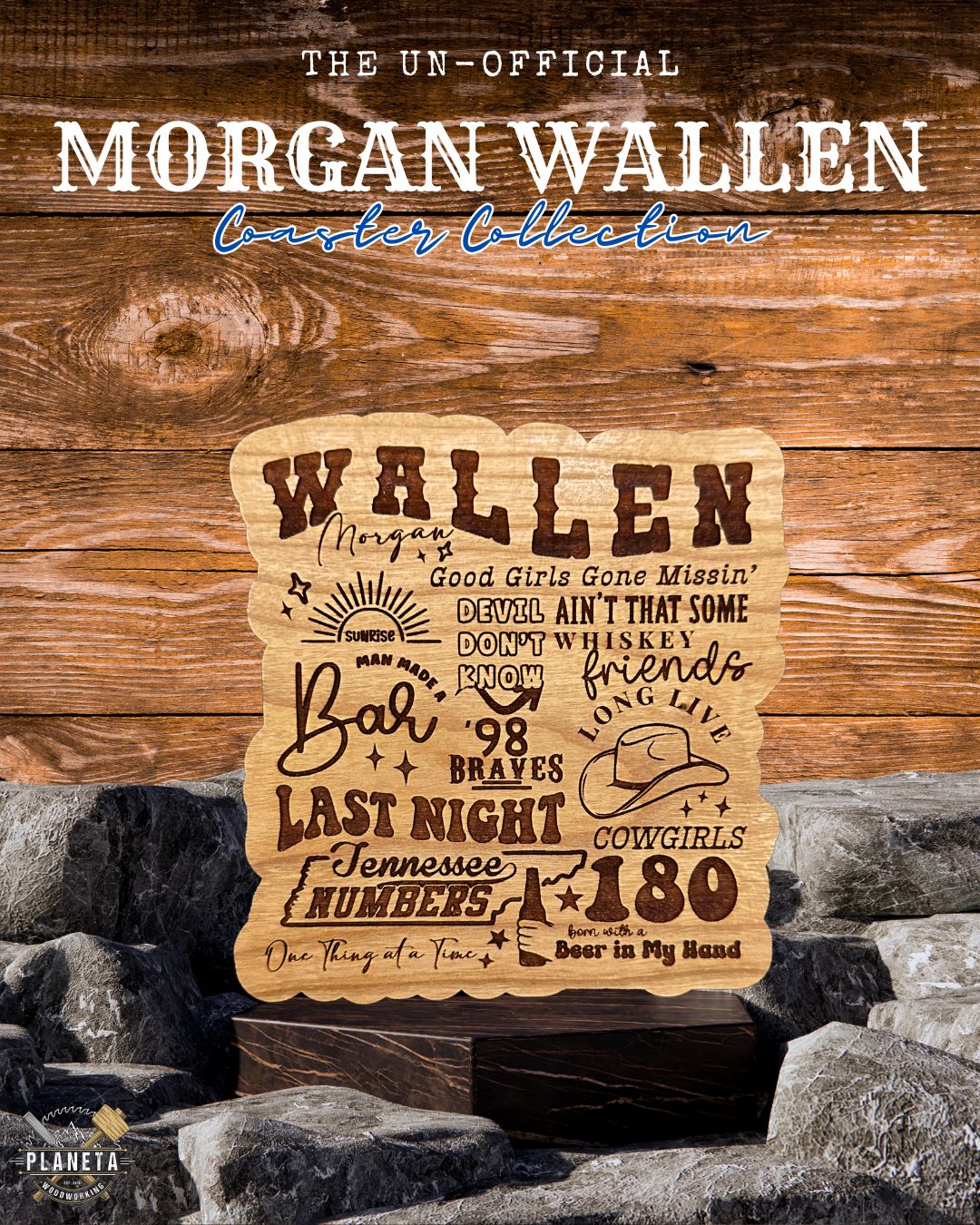 The Morgan Wallen Coaster Collection – Planeta Woodworking